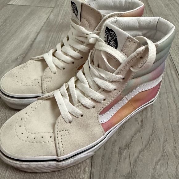 Vans | Shoes | Vans Womens Ivory And Rainbow Hightop Sneakers | Poshmark